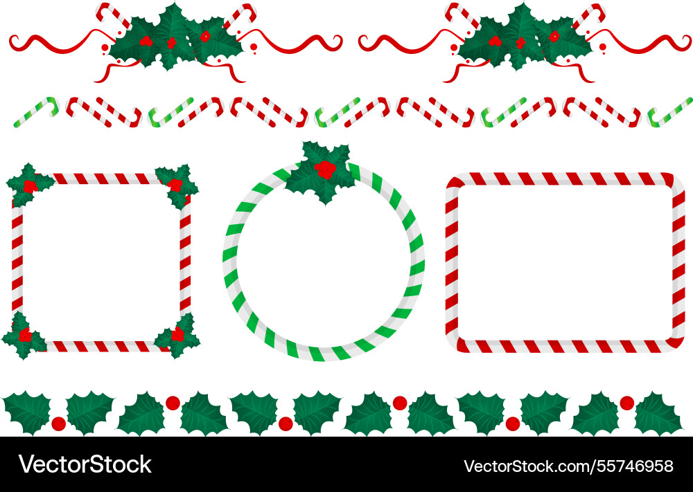 Flat design christmas frames and borders Vector Image