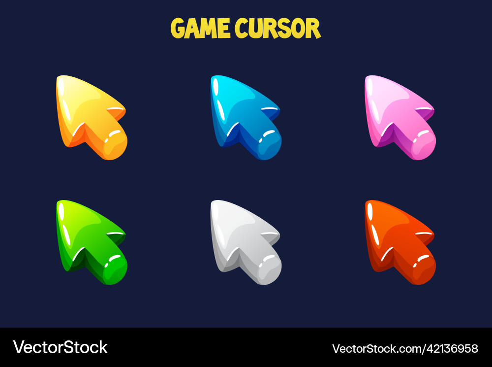 Game cursor color arrows icons mobile computer Vector Image