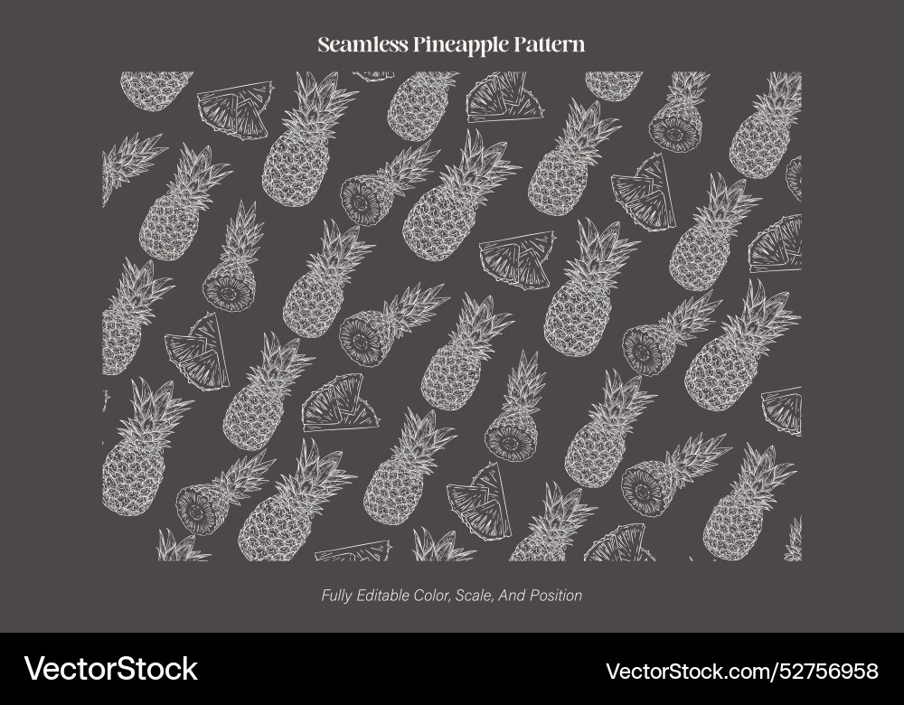 Hand drawn pineapple seamless pattern Royalty Free Vector