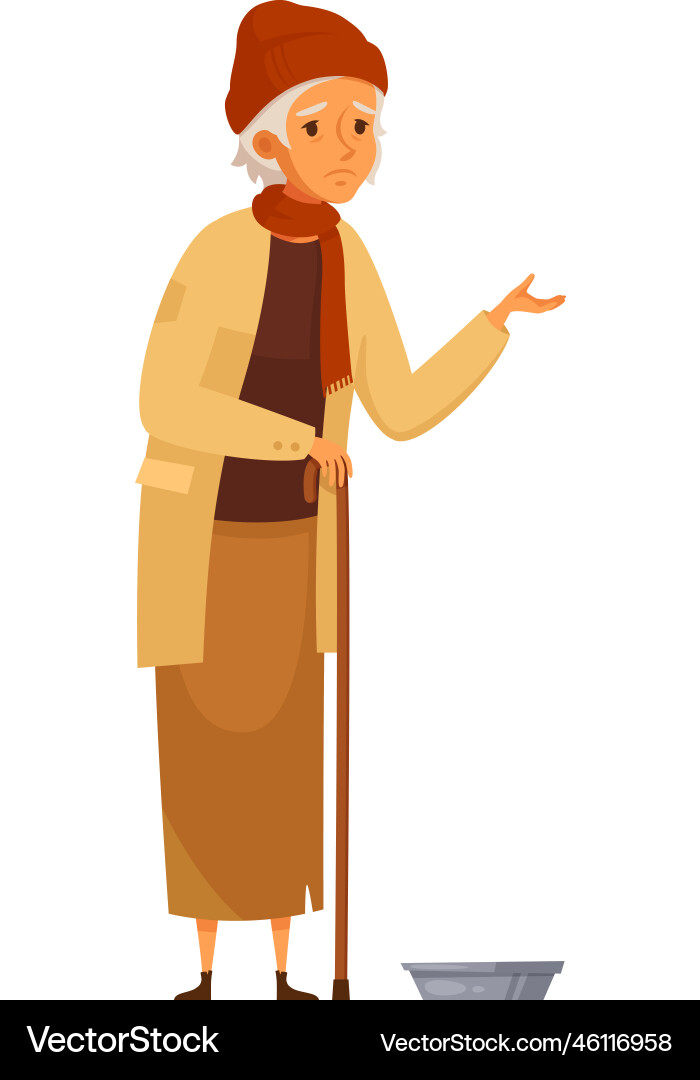 Homeless old woman composition Royalty Free Vector Image