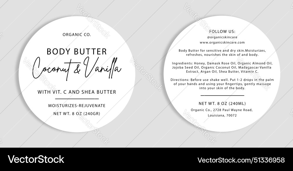 Label and sticker template for body butter packagi