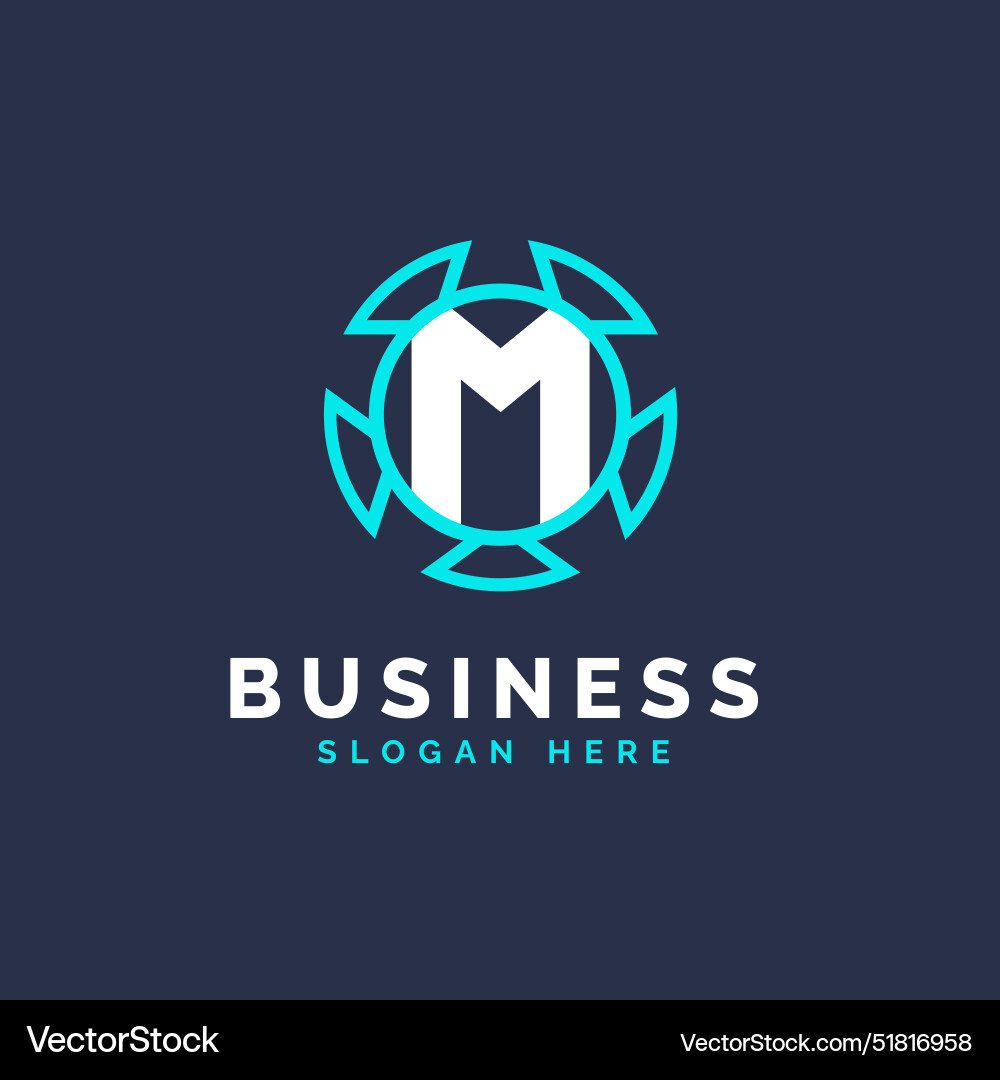 Letter m technology logo design modern alphabet Vector Image