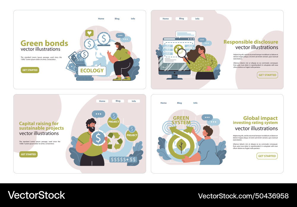 Sustainable investment web elements eco-financing Vector Image