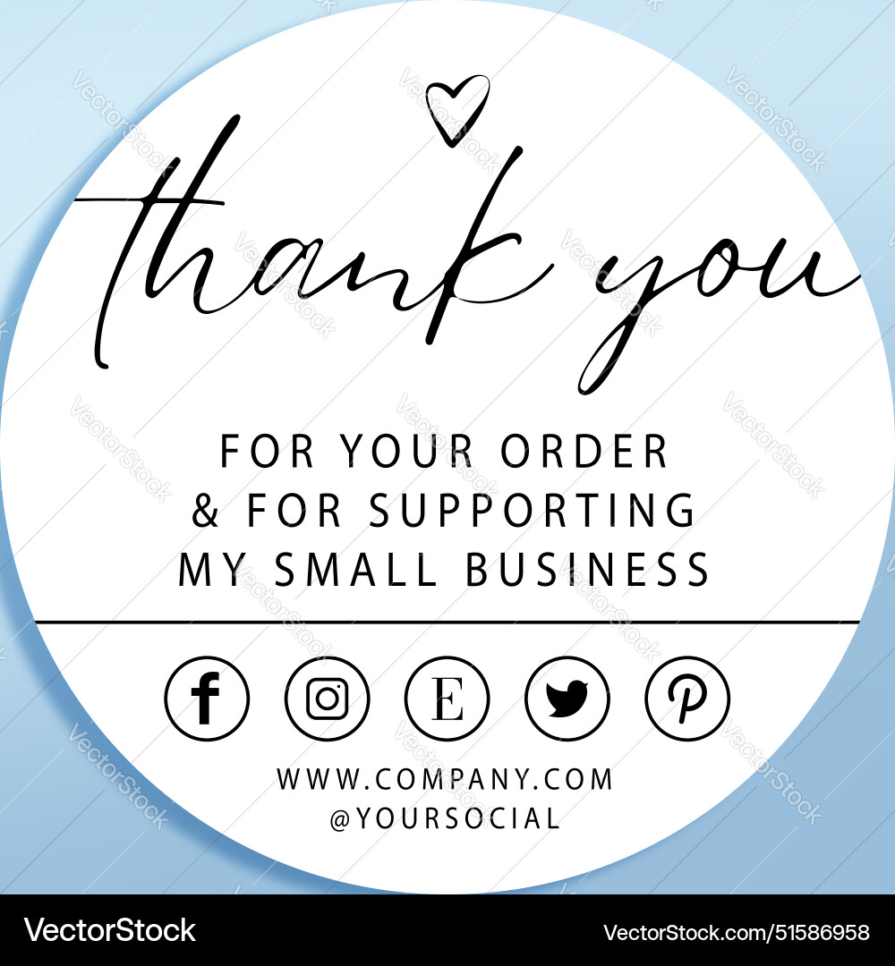 Thank you sticker template business Royalty Free Vector
