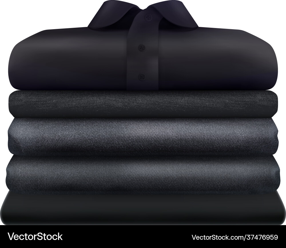 Black clothes stack composition Royalty Free Vector Image