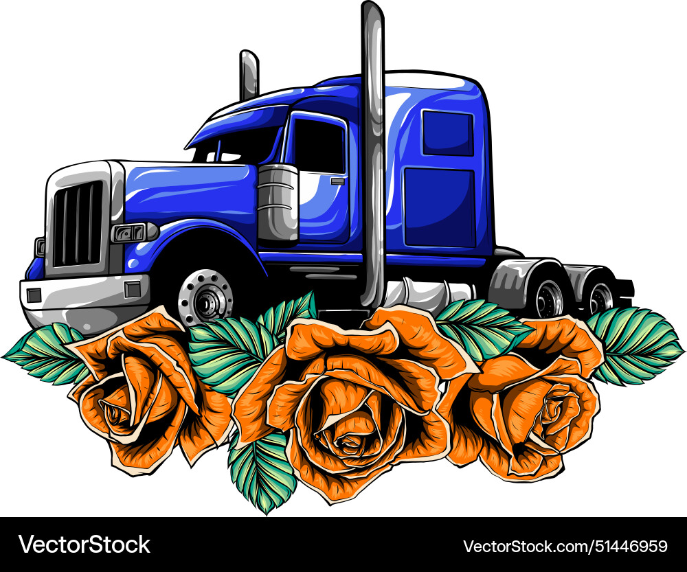 Draw semi truck vehicle design Royalty Free Vector Image
