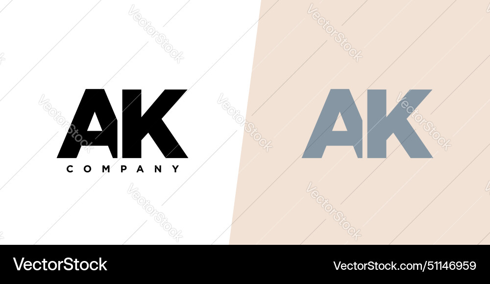 Letter a and k ak logo design template minimal Vector Image