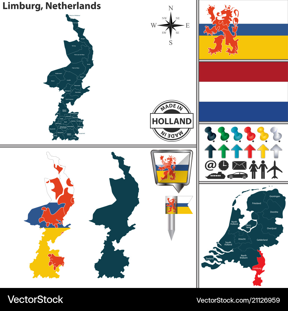 Map of limburg netherlands Royalty Free Vector Image