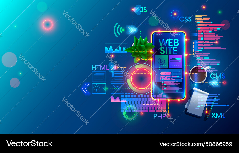 Mobile website development technology conceptual Vector Image