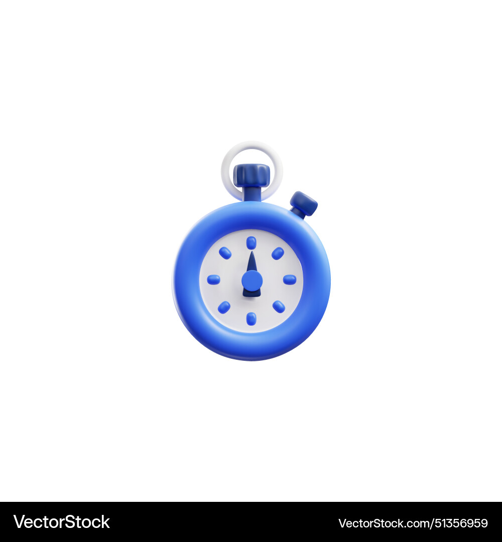 Stopwatch icon in 3d rendering is blue Royalty Free Vector