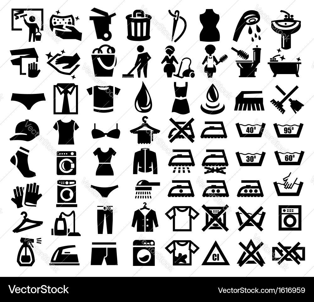 Washing signs and clothes Royalty Free Vector Image