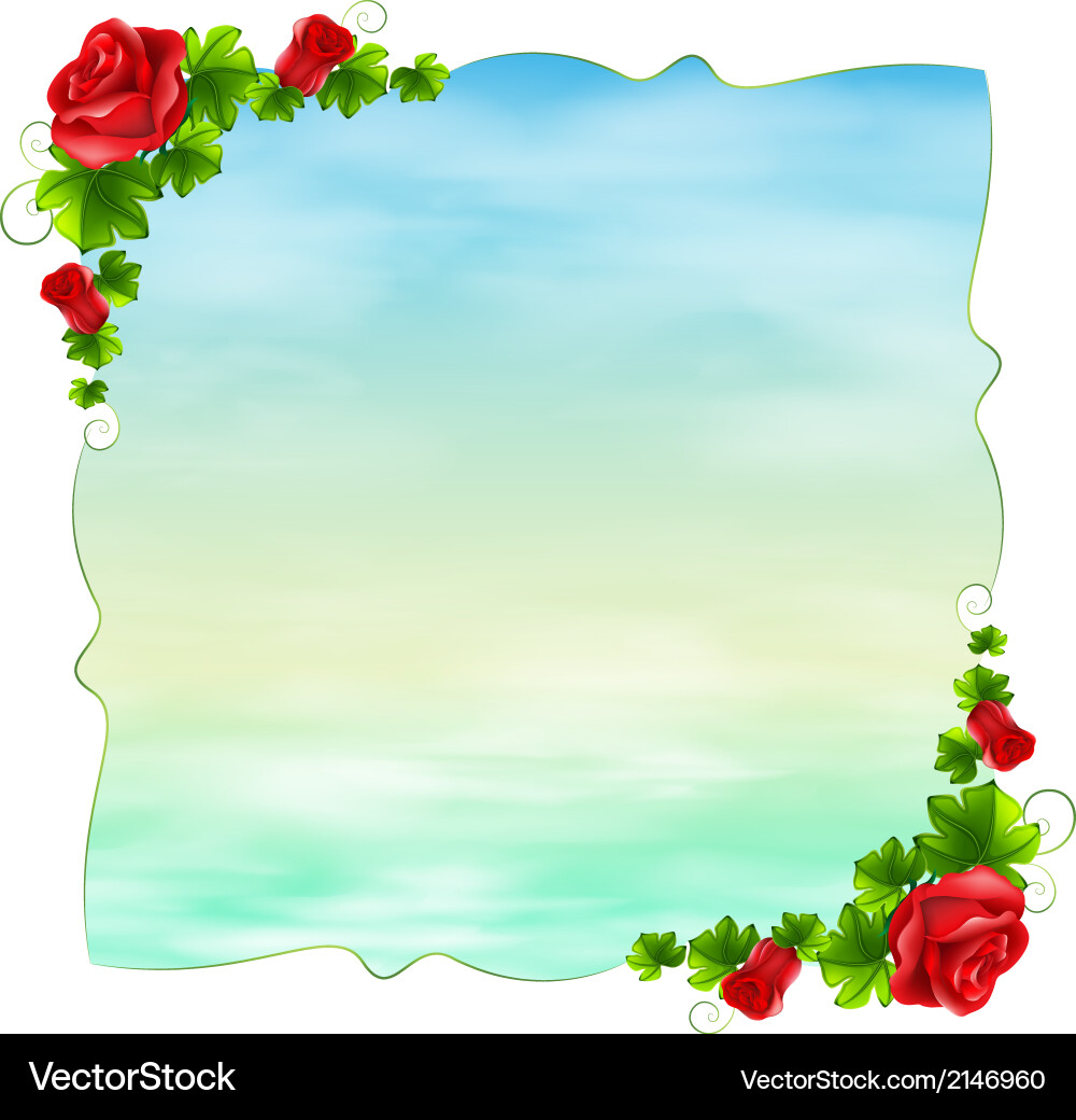 An empty template with red roses Royalty Free Vector Image