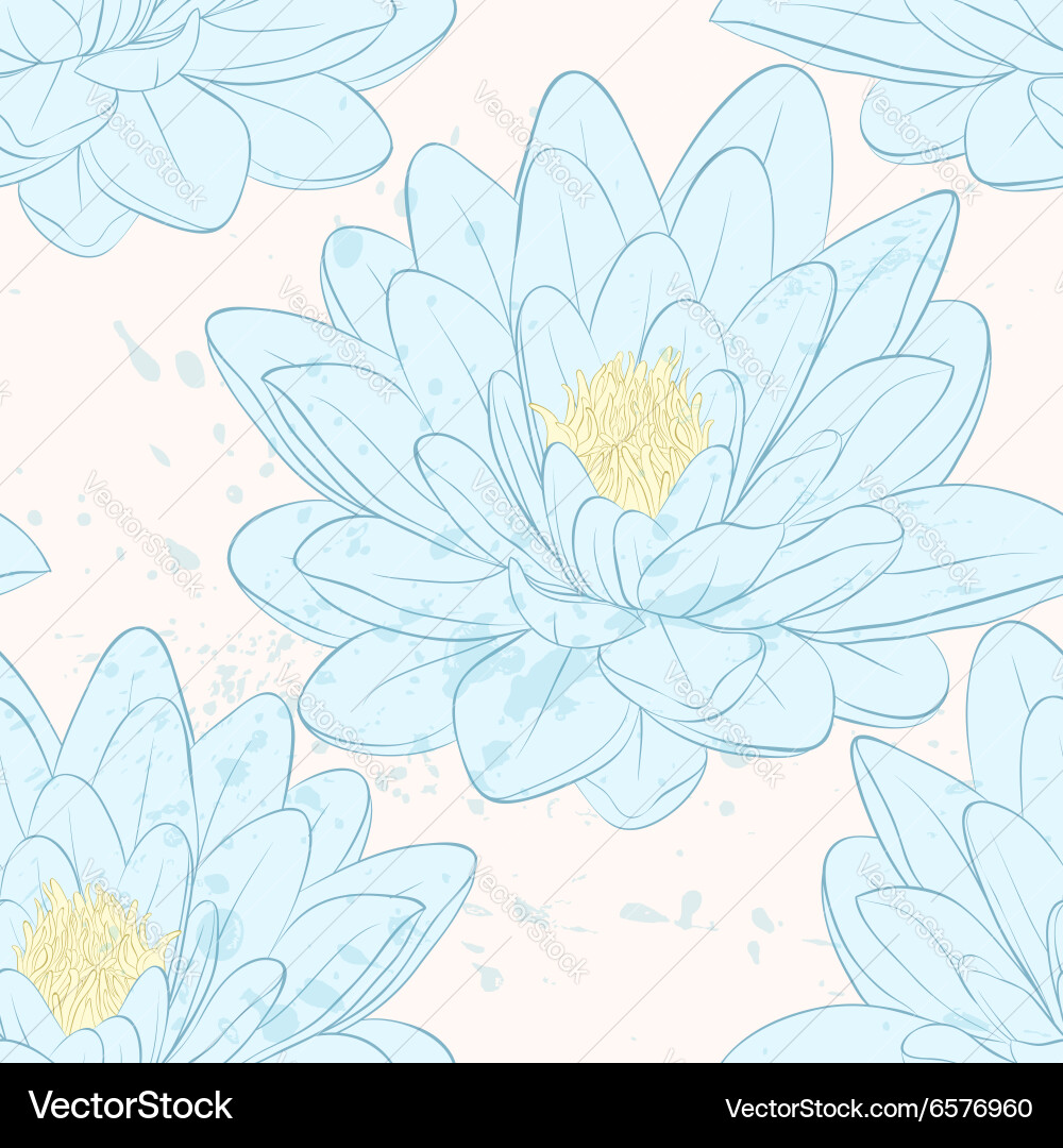 Beautiful seamless pattern with lotus flowers Vector Image