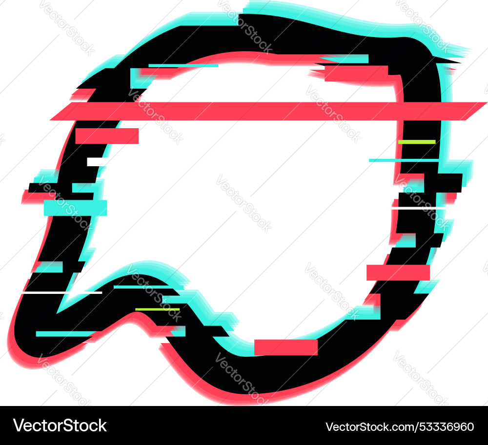 Black speech bubble with glitch rgb distortion Vector Image