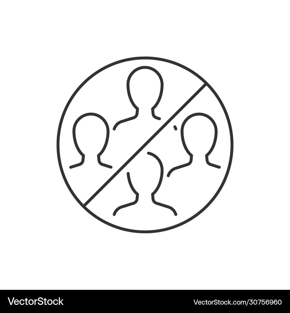 Do not gather in groups linear icon Royalty Free Vector