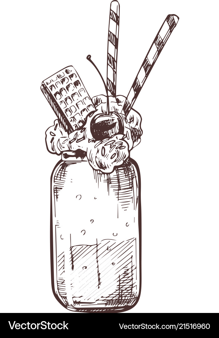 Hand drawn milkshake Royalty Free Vector Image