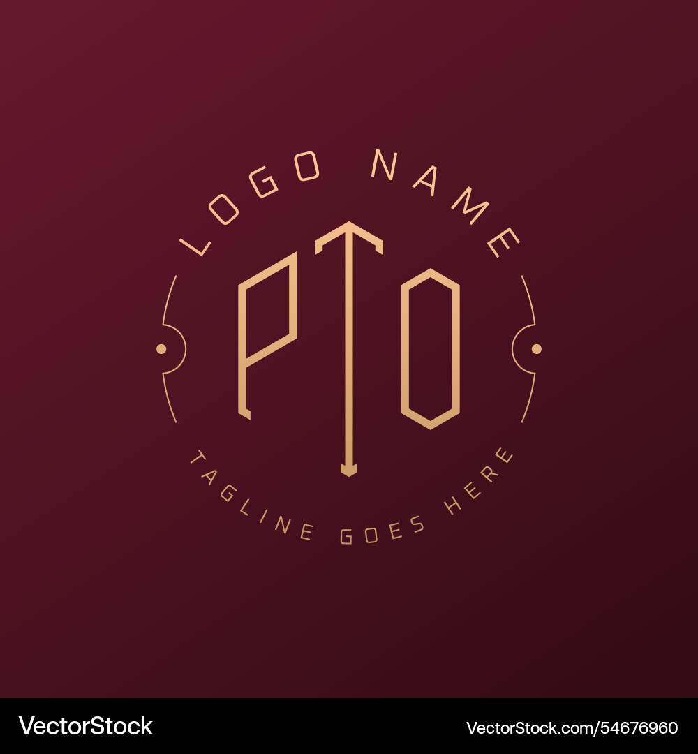 Luxury pto logo design elegant letter Royalty Free Vector