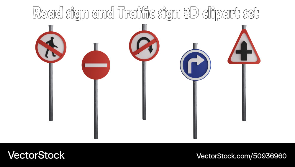Road sign and traffic clipart element Royalty Free Vector