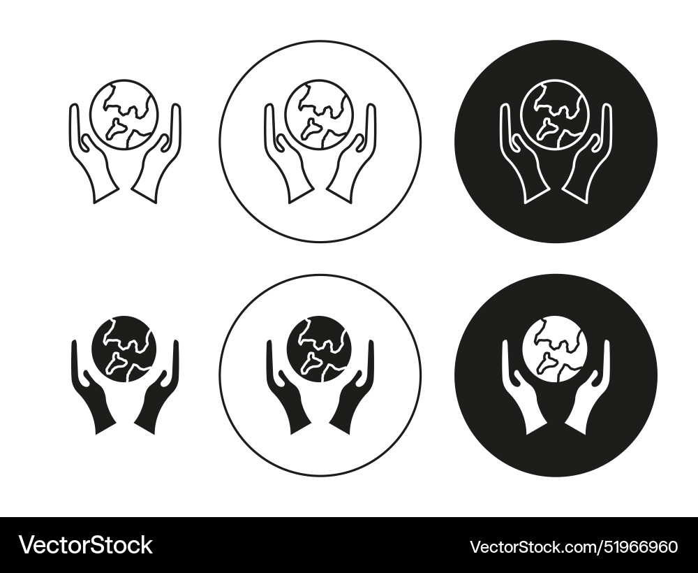 Save the world linear art icon set Royalty Free Vector Image