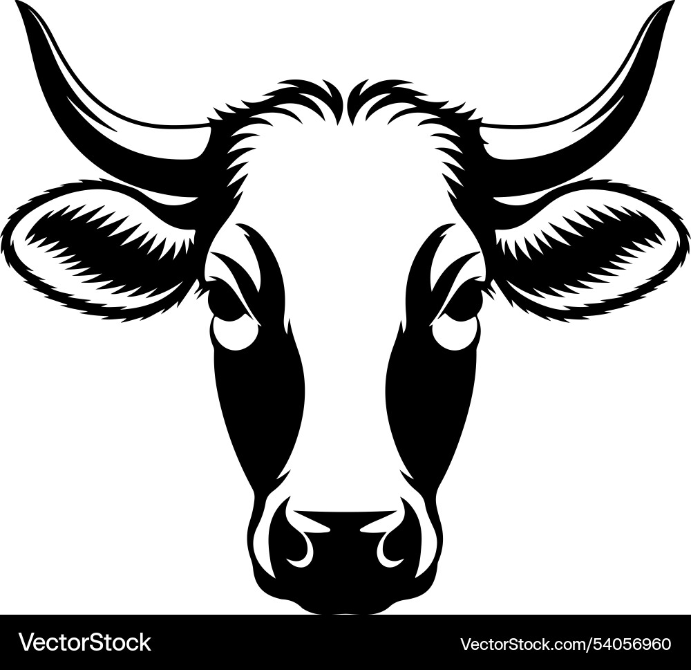 Symmetrical cow head silhouette Royalty Free Vector Image