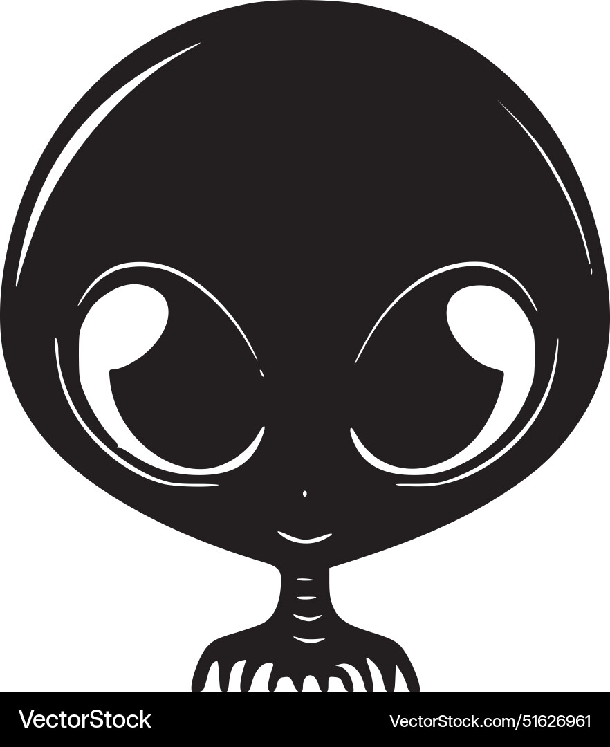 Alien - black and white Royalty Free Vector Image