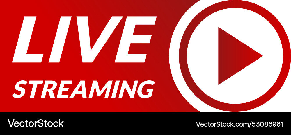 Engaging red live streaming icon featuring a play Vector Image