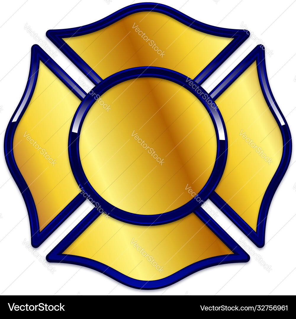 Fire rescue logo base gold with dark blue trim Vector Image