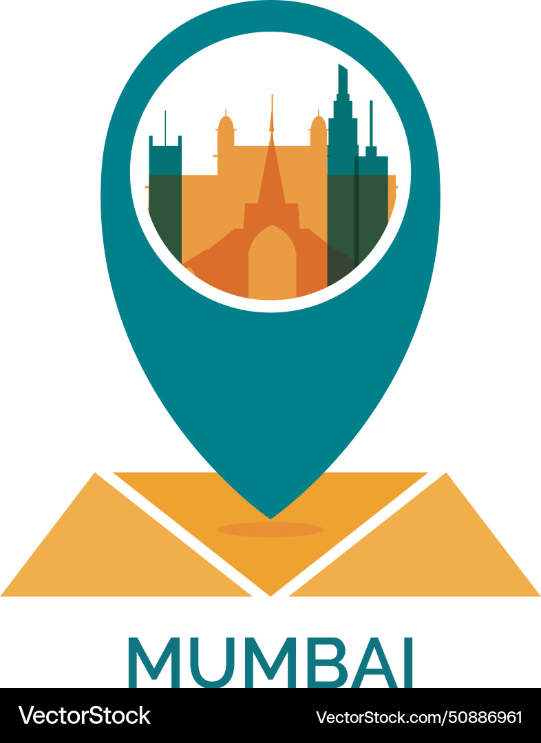 India mumbai map city pin point geolocation Vector Image