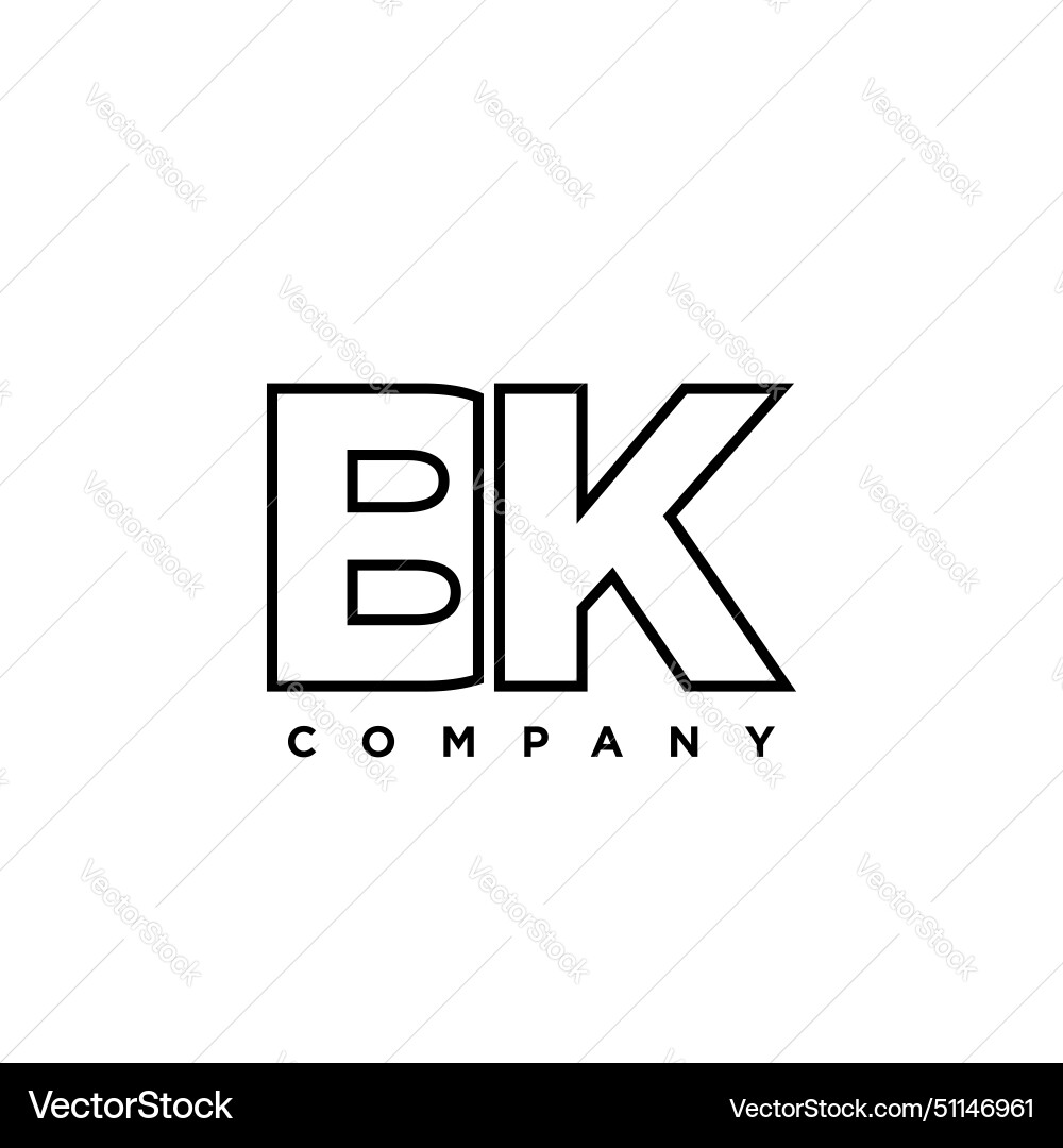 Letter b and k bk logo design template minimal Vector Image