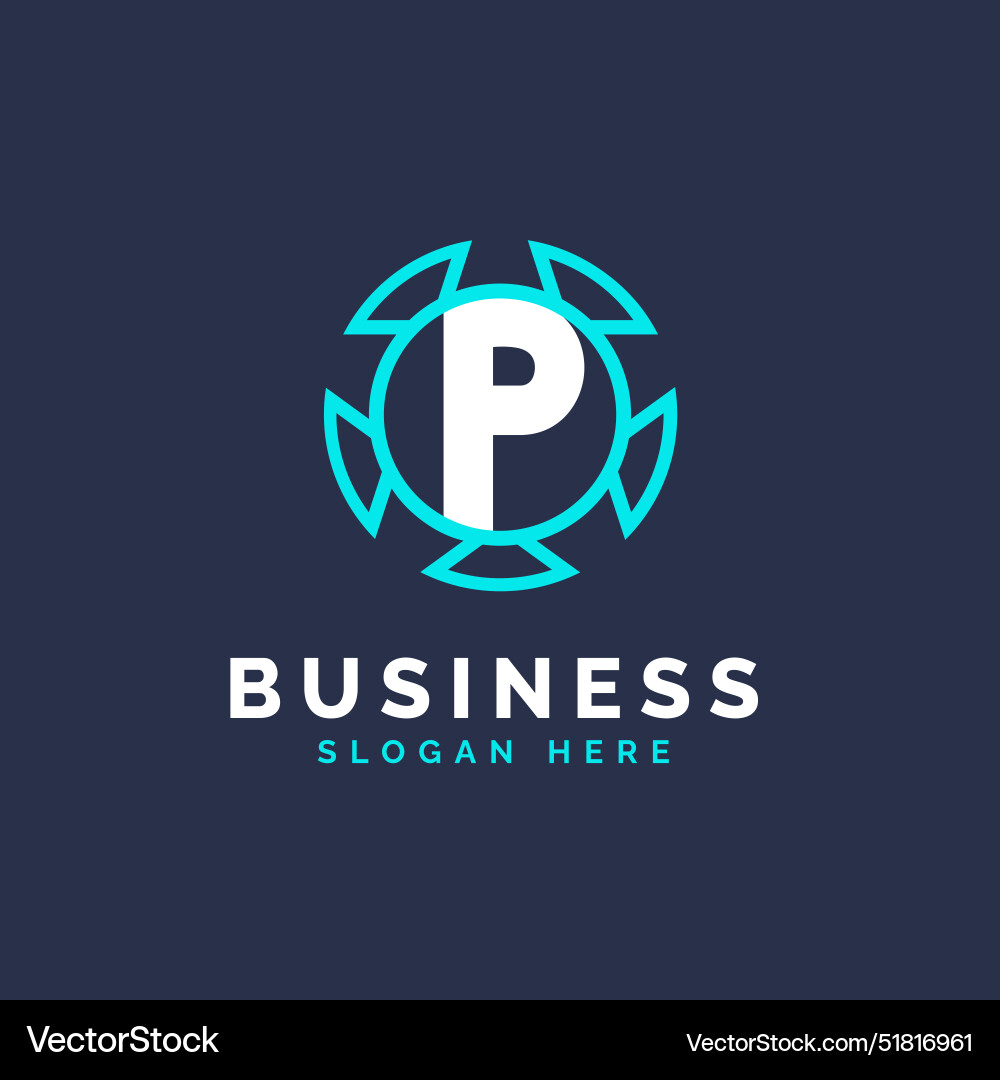 Letter p technology logo design modern alphabet Vector Image