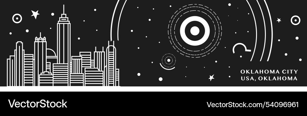 Oklahoma city thin line style banner with black Vector Image