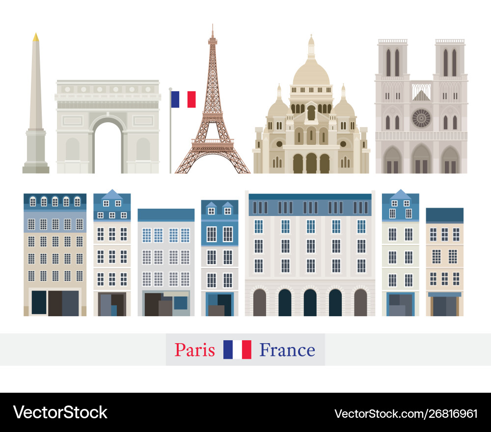 Paris france building landmarks Royalty Free Vector Image