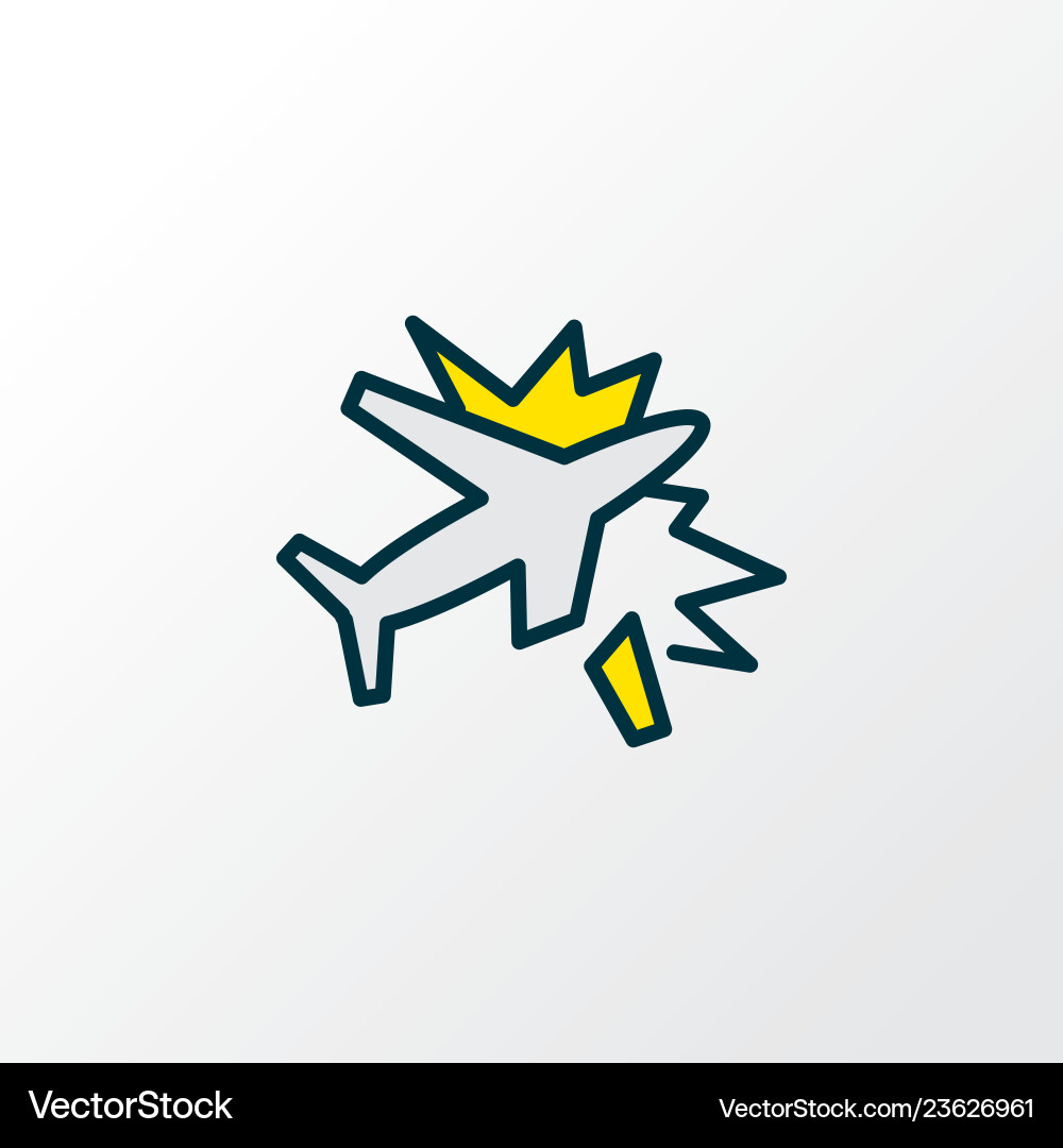 Plane crash icon colored line symbol premium Vector Image