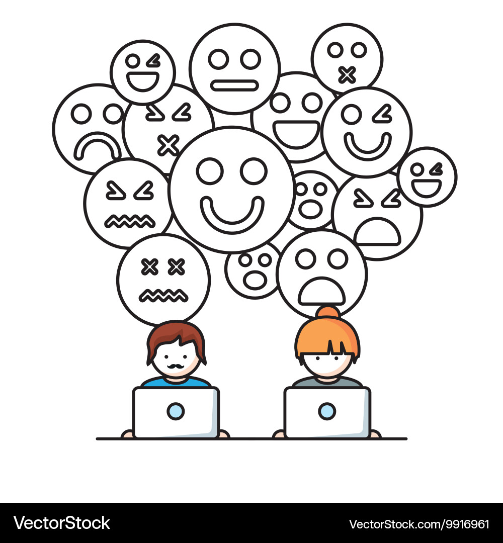 Social media network people with computers Vector Image