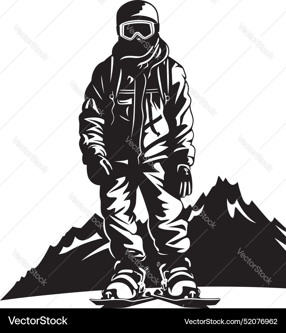 Avalanche ace logo with snowboarding man graphic Vector Image