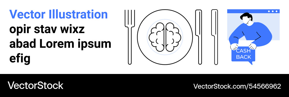 Brain plate with cutlery and cashback icon Vector Image