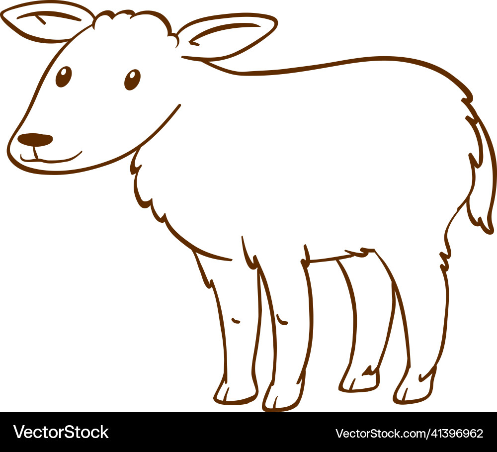 Calf in doodle simple style on white background Vector Image