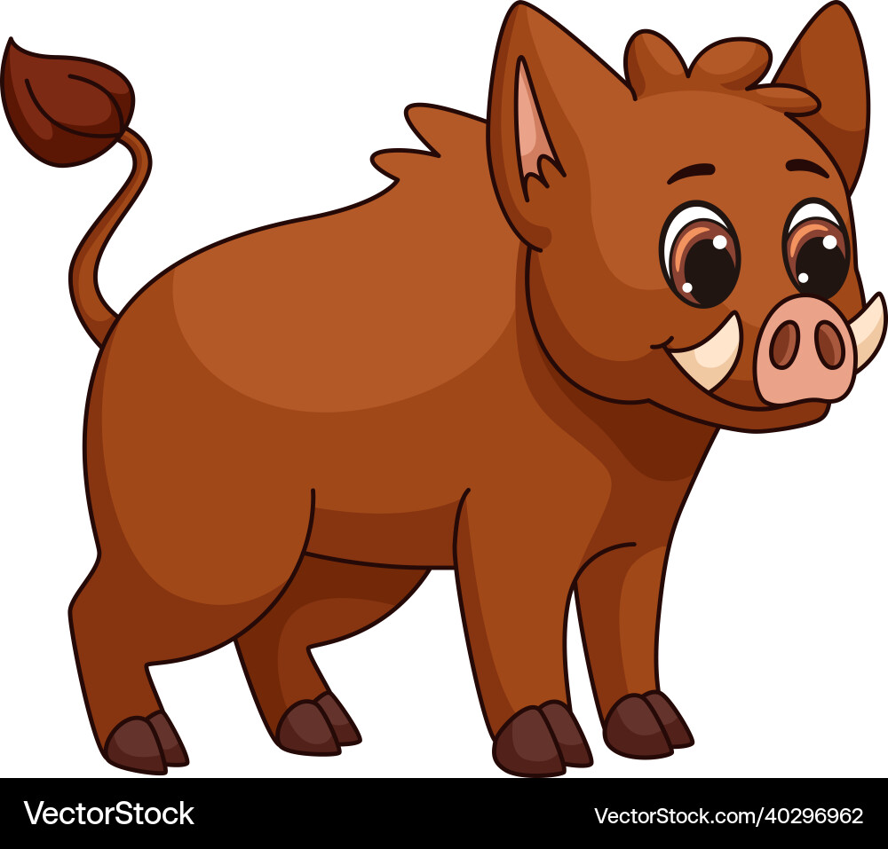 Cartoon hog cute wild pig forest boar Royalty Free Vector