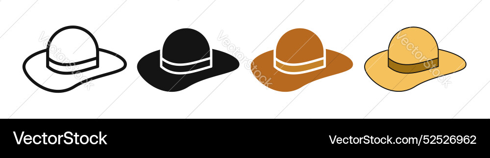 Cowboy hat thin line icon set Royalty Free Vector Image