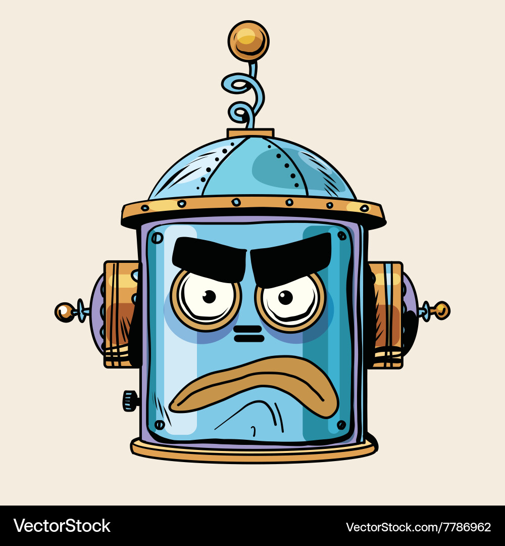 Emoticon angry emoji robot head smiley emotion Vector Image