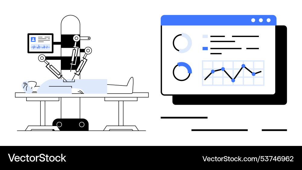 Medical robot performing surgery with digital Vector Image