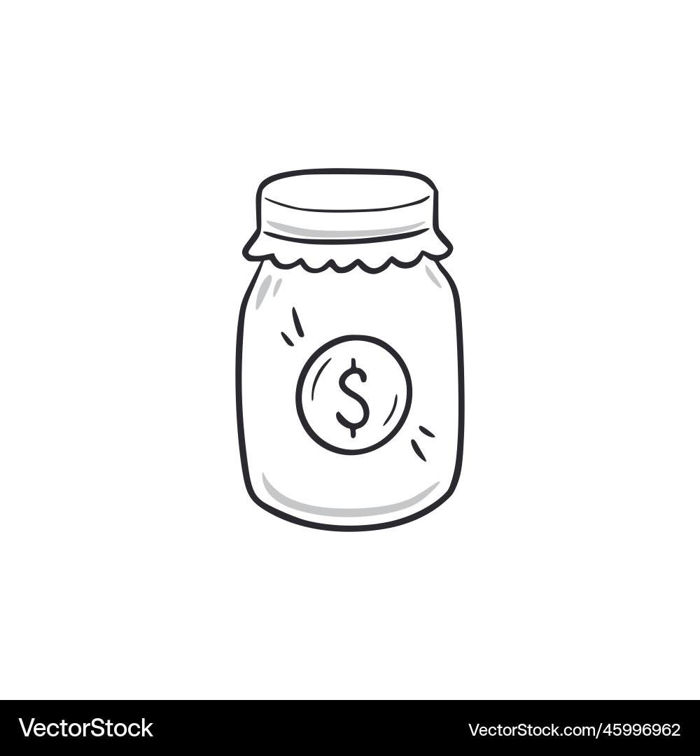 Money jar doodle save hand drawn sketch Royalty Free Vector