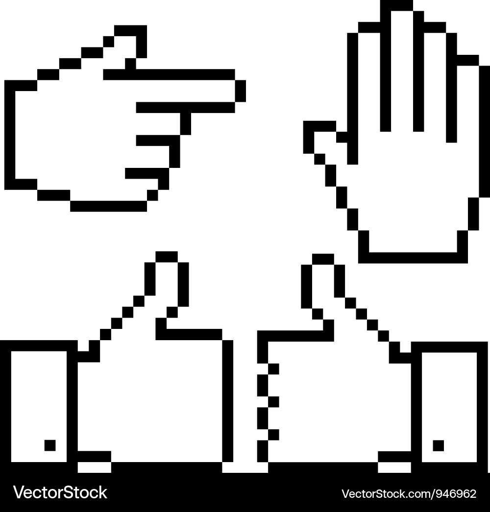 Pixelated hand icons Royalty Free Vector Image