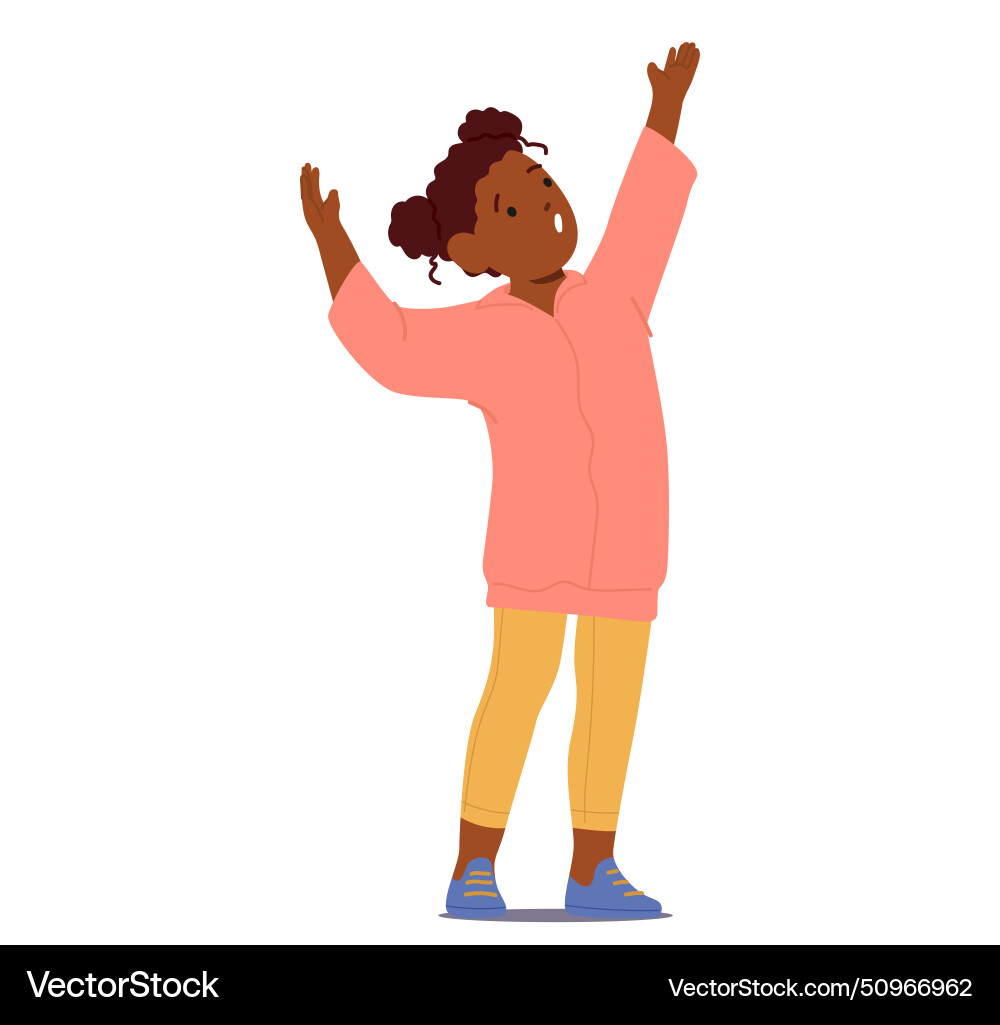 Small child character with hand reaching skyward Vector Image
