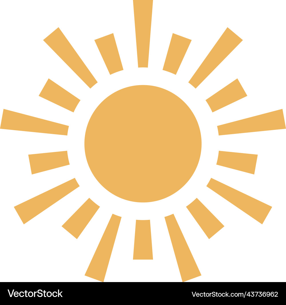 Summer heat symbol yellow flat sun icon Royalty Free Vector