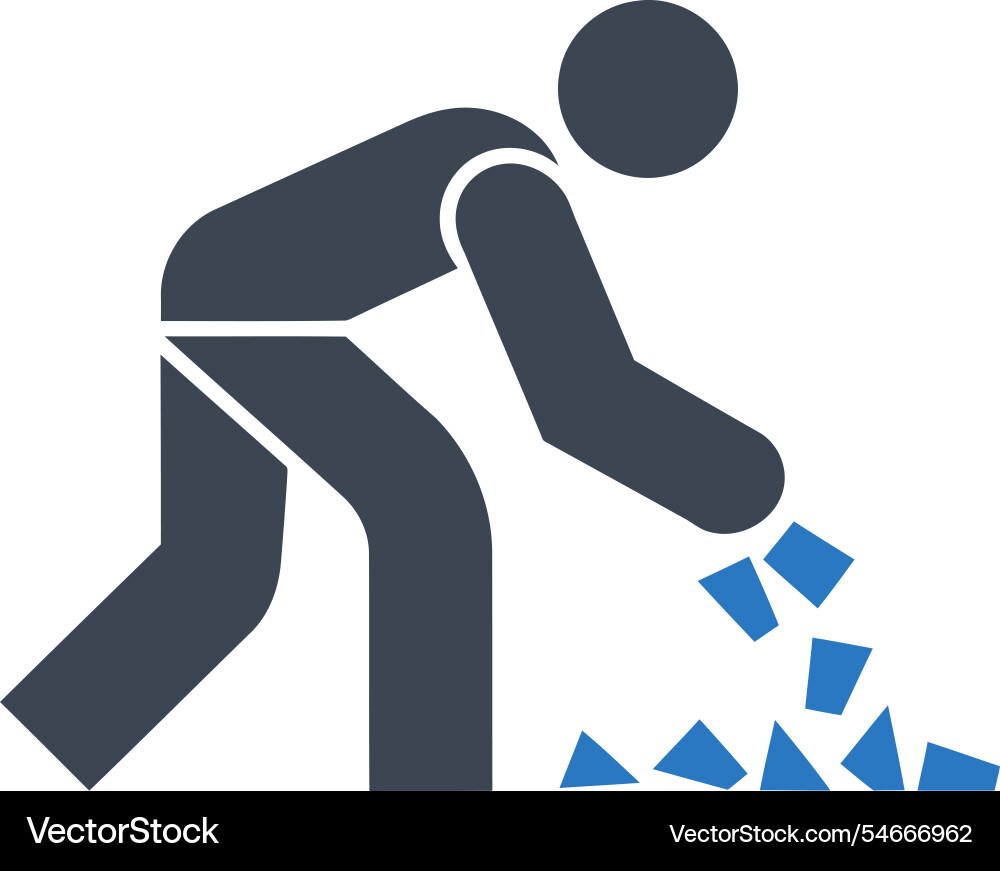 Worker collecting debris icon Royalty Free Vector Image
