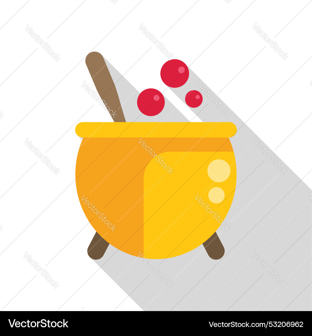 Yellow cauldron bubbling with red potion Vector Image