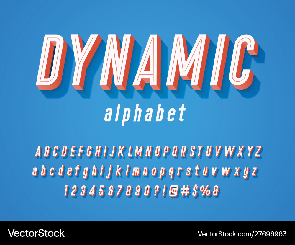 3d retro font Royalty Free Vector Image - VectorStock