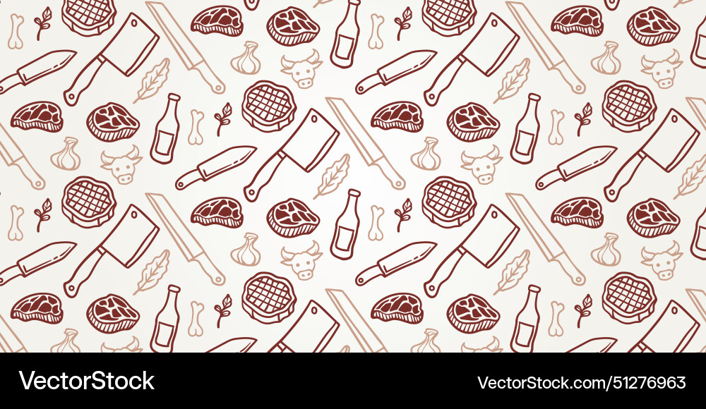 Butcher shop seamless pattern Royalty Free Vector Image