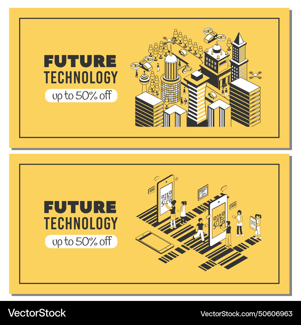 Future technology discount banners Royalty Free Vector Image